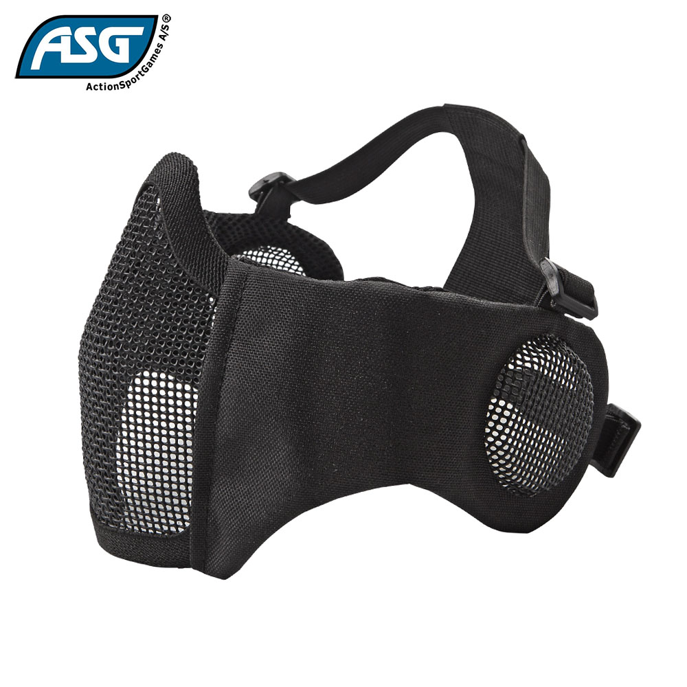 Metal Mesh Mask with Cheek Pads and Ear Protection Black ASG - Airsoft ...