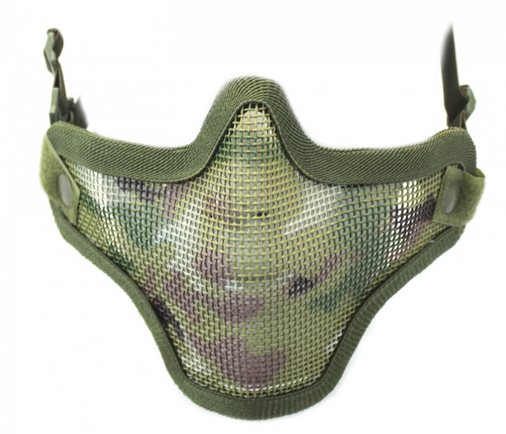 Half Face Mesh Mask Multicam with Double Strap NUPROL - Airsoft Zone UK
