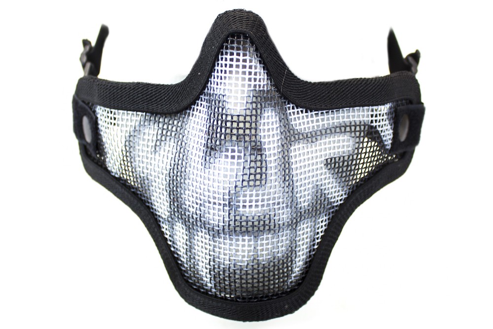 Half Face Mesh Skull Mask Black with Double Strap NUPROL - Airsoft Zone UK