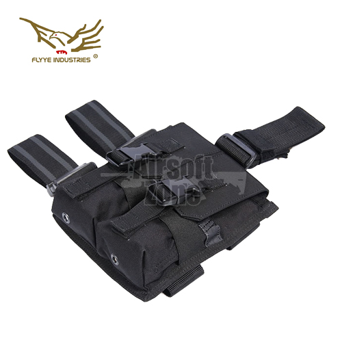 Drop Leg Double M4/M16 Magazine Pouch (holds 4 mags) Black FLYYE ...
