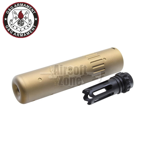 Silencer AAC / SCAR Style Desert Tan with Flash Hider (14mm CCW) G&G ...