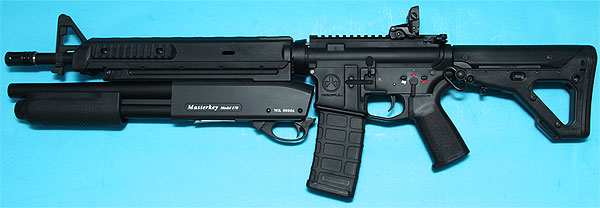 M4 Magpul Battle Rifle with Masterkey Shotgun Black AEG G&P - Airsoft ...