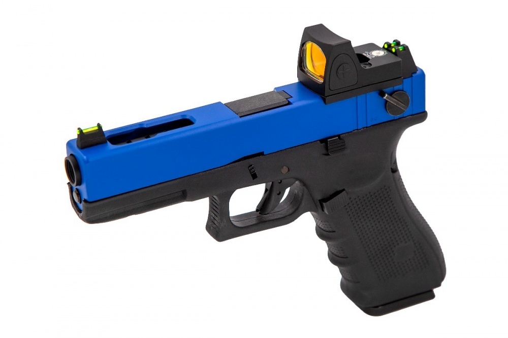 EU18C Full Auto Pistol Two Tone Blue with BDS Red Dot GBB Raven ...